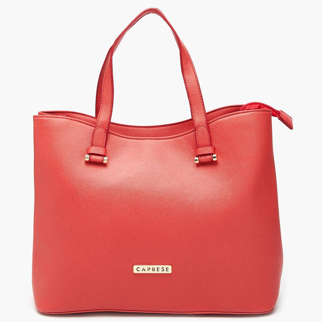 Buy CAPRESE Solid Logo-Embossed Zippered Handbag from Caprese at just ...