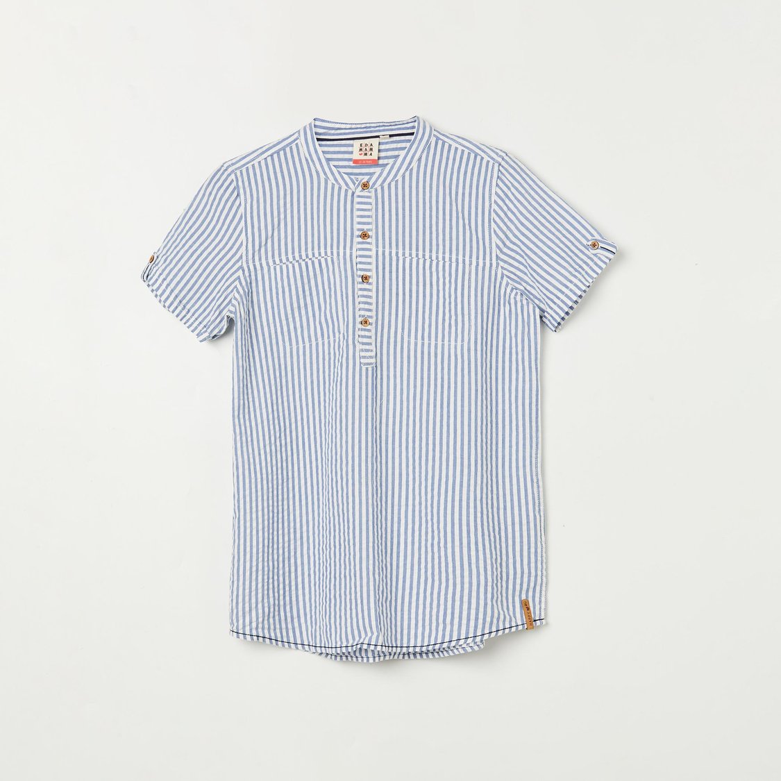Buy ED A MAMMA Boys Striped Band Collar Casual Shirt from Ed-A-Mamma at ...