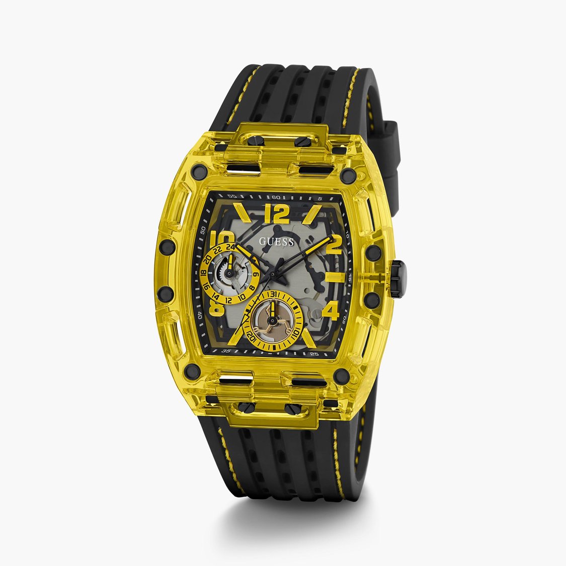 Buy GUESS Men Skeletal Analog Watch with Silicone Strap - GW0499G2 from ...