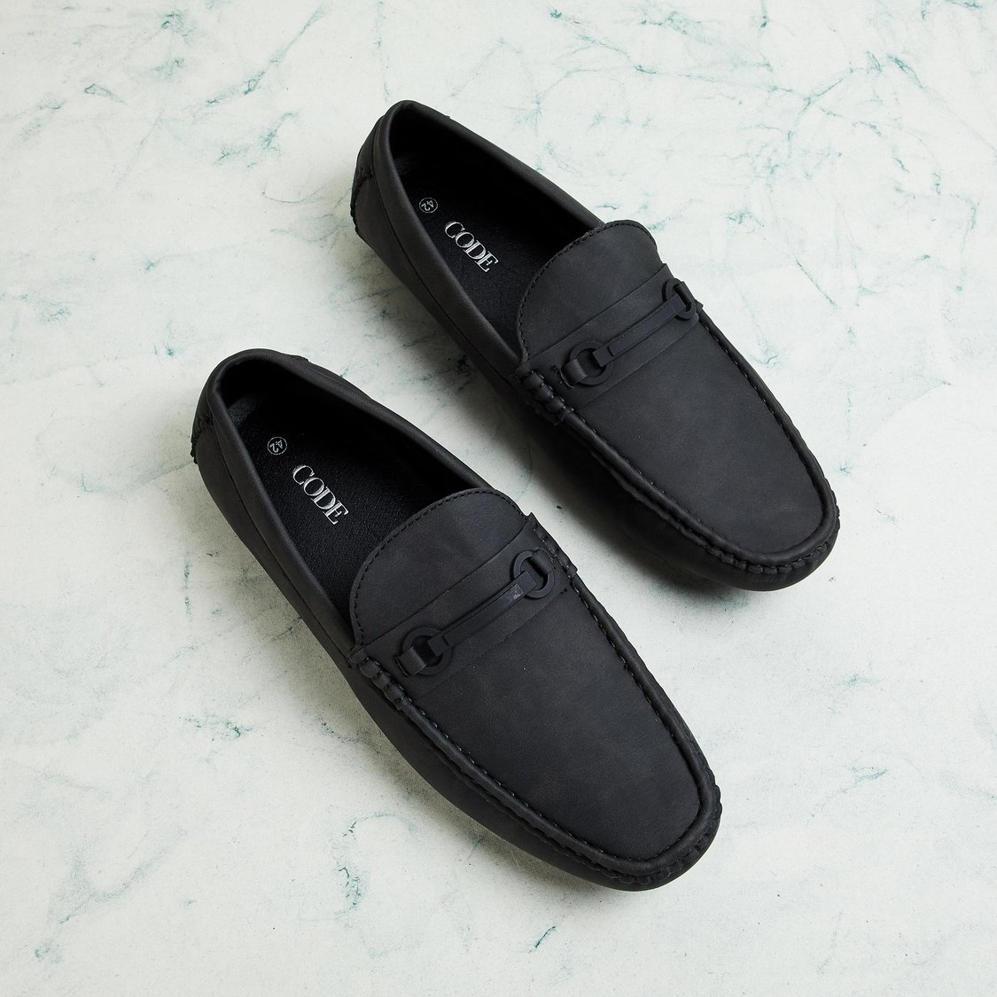 Buy CODE Men Solid Moc Toe Bit Loafers from CODE at just INR 2299.0