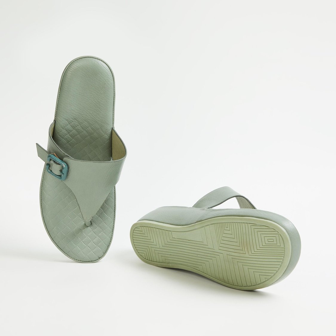 Buy CODE Women Textured Slip-On Wedge Sandals from CODE at just INR 1699.0