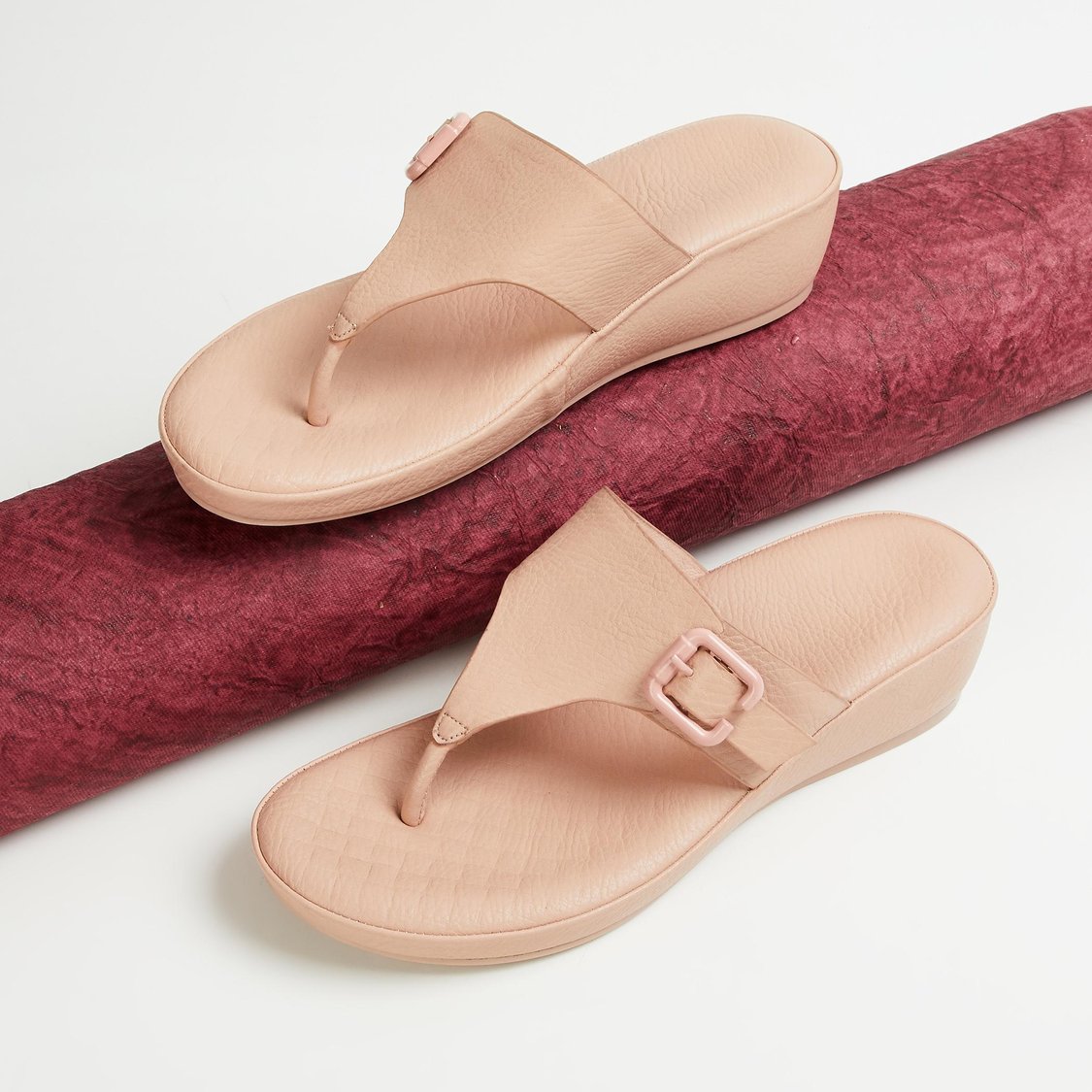 Buy CODE Women Textured Slip-On Wedge Sandals from CODE at just INR 1699.0