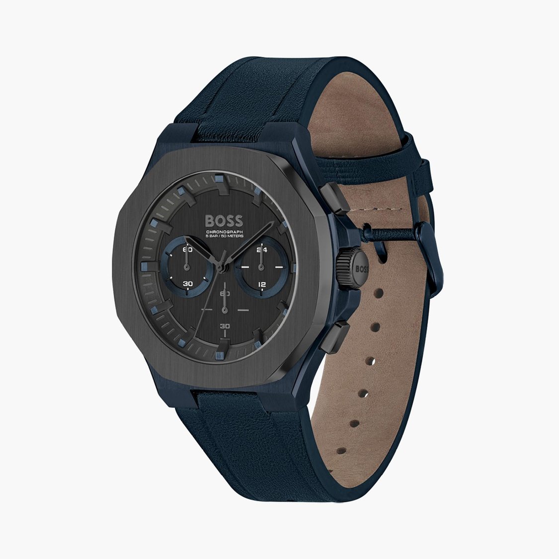 Hugo boss chronograph leather strap watch store
