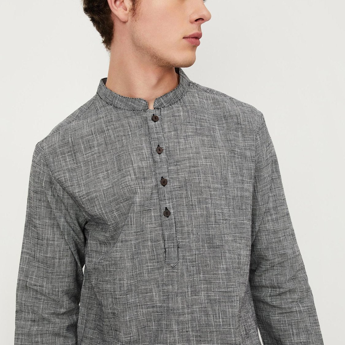Buy Men Houndstooth Check Short Kurta Online at just Rs. 699.0 ...