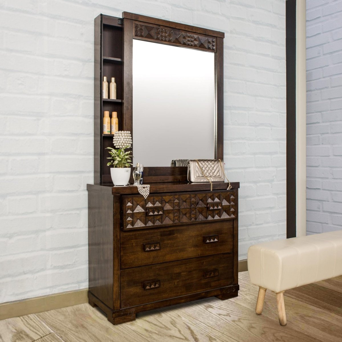 Dressing table with mirror home centre store