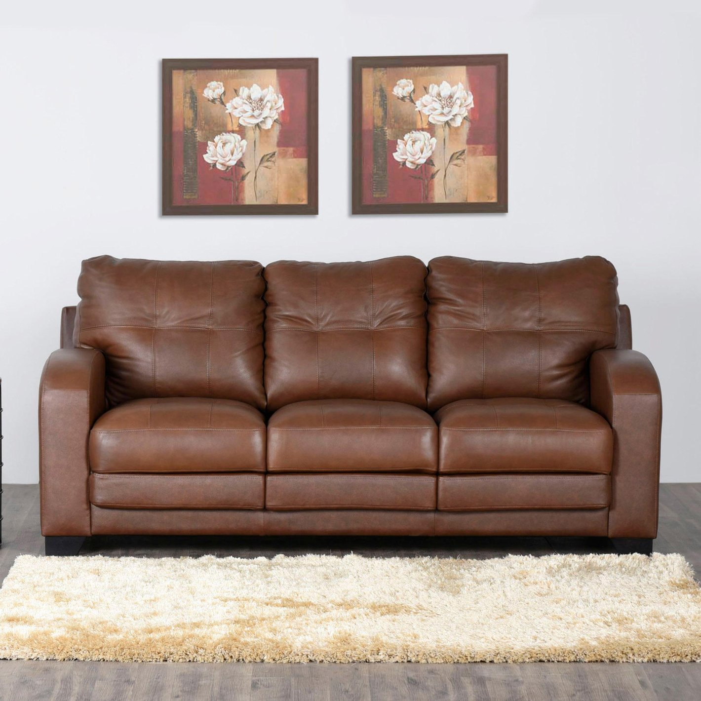 Vista Half Leather 3 Seater Sofa Brown