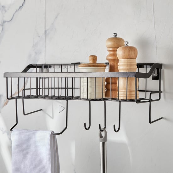 Chef Special Metal Wall Mounted Kitchen Rack | Black | Metal
