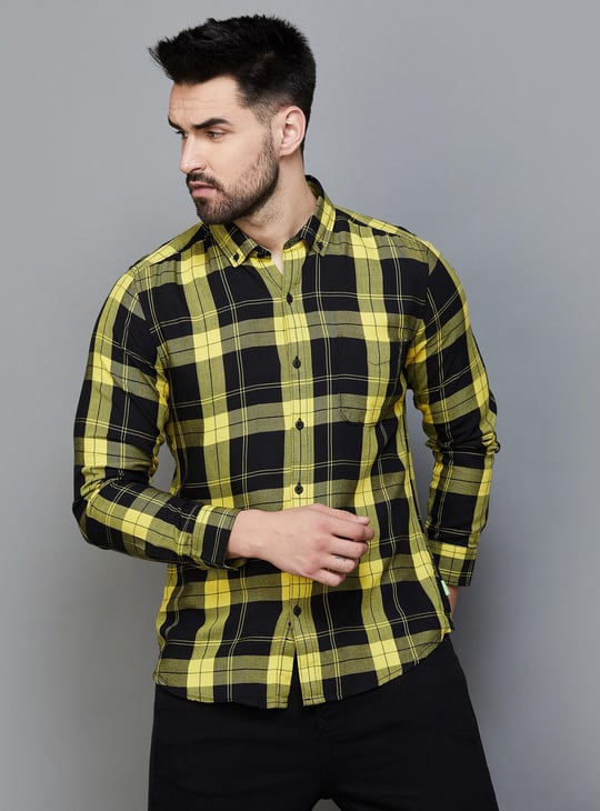 BOSSINI Men Checked Slim Fit Casual Shirt