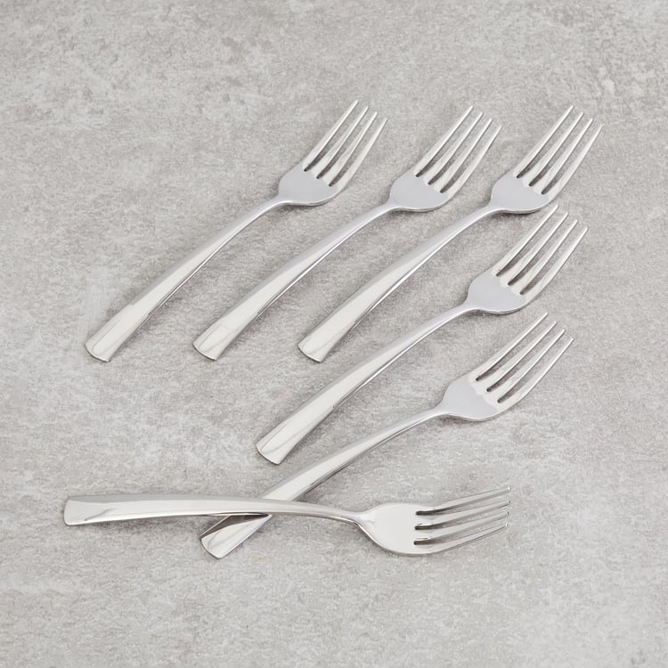 Buy FNS Solo Solid Dessert Forks - Set of 6 from FNS at just INR 627.0