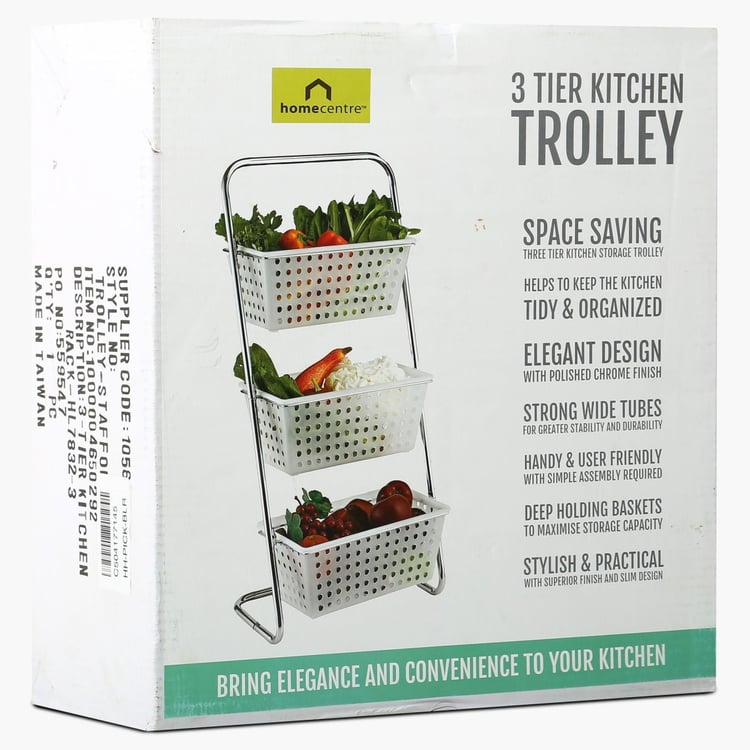 Buy Tranzit Stainless Steel 3-Tier Kitchen Trolley from Home Centre at ...