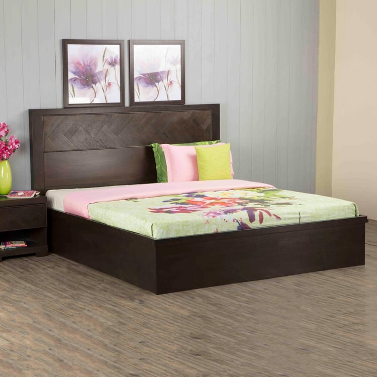 Buy Petals Queen-Size Bed with Hydraulic Storage - 120 x 162 x 210 cm ...