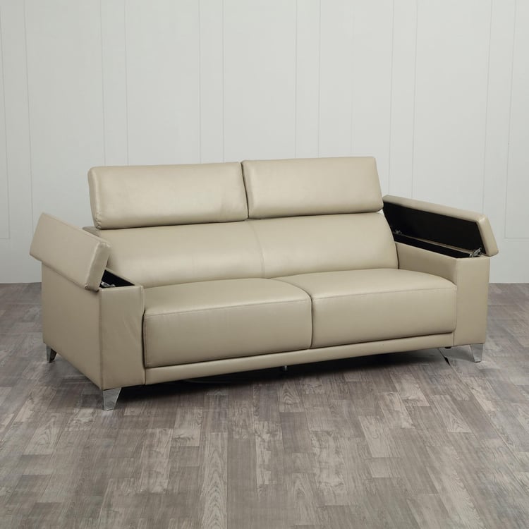 Buy Alabaster Faux Leather 3-Seater Sofa - Beige from Home Centre at ...