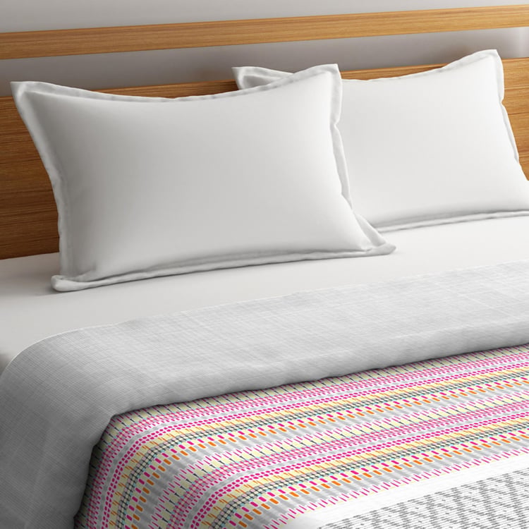 Buy PORTICO Liva - Stripe Printed Cotton Double Bed Comforter from ...