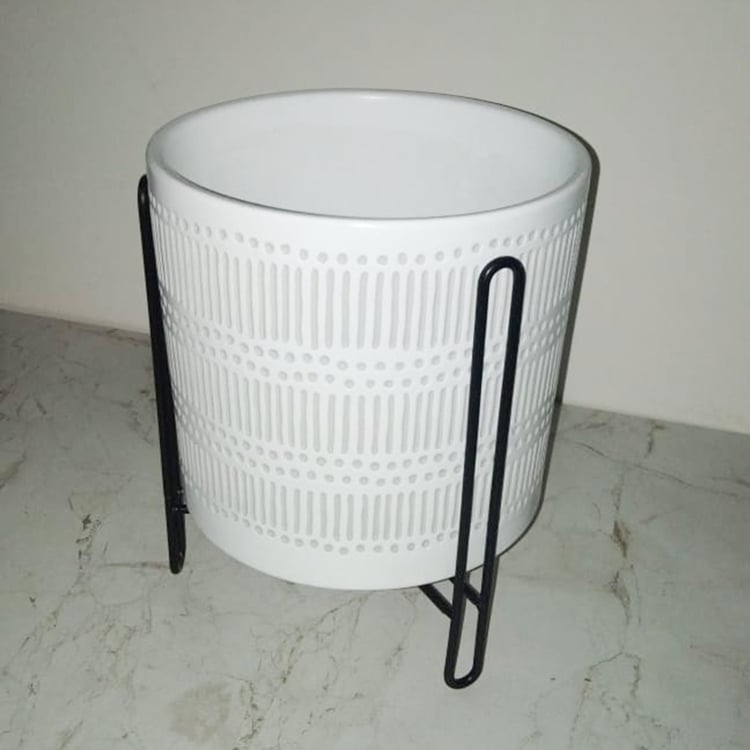 Buy Valencia Single Pc. Planter with Stand - Ceramic - White from Home ...