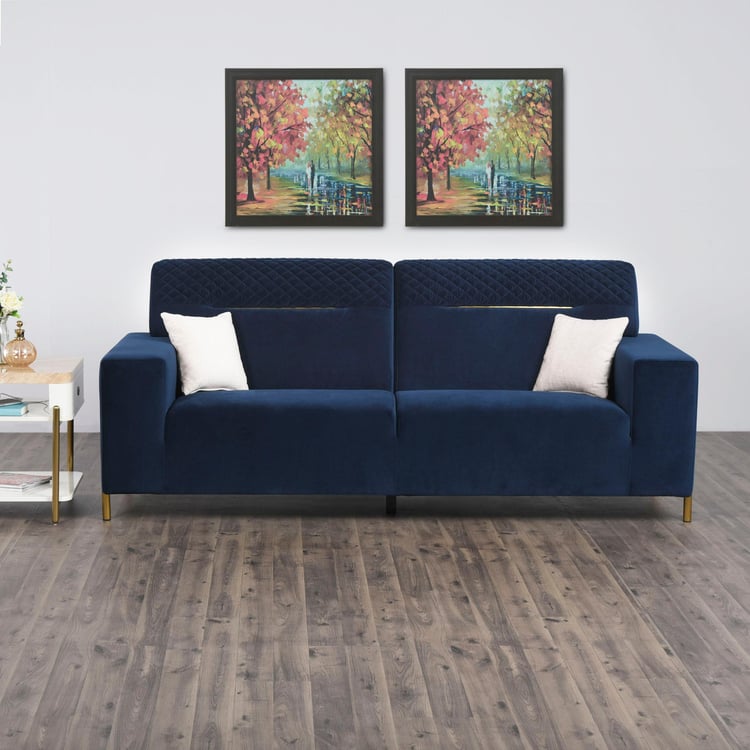 Buy Paris Fabric 3-Seater Sofa - Blue from Home Centre at just INR 95450.0