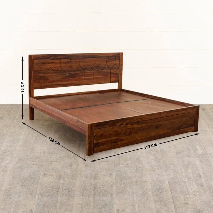 Buy Veda Queen Brown Sheesham Wood Queen Size Bed - 152x196cm from Home Centre at just INR 49995.0