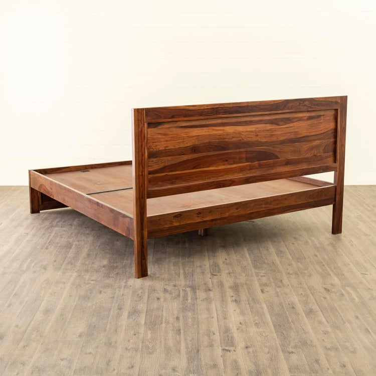 Buy Veda Queen Brown Sheesham Wood Queen Size Bed - 152x196cm from Home Centre at just INR 49995.0