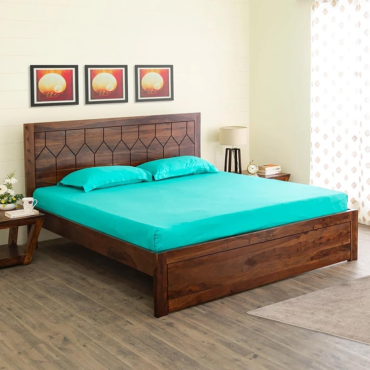 Buy Veda Sheesham Wood King Bed - Brown from Home Centre at just INR 77000.0