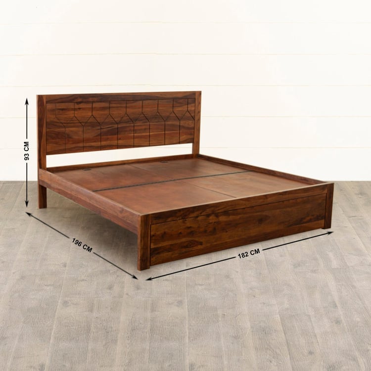 Buy Veda Sheesham Wood King Bed - Brown from Home Centre at just INR 77000.0