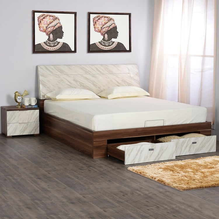 Buy Antonio Liri Brown Compressed Wood King-Size Bed With Hydraulic ...