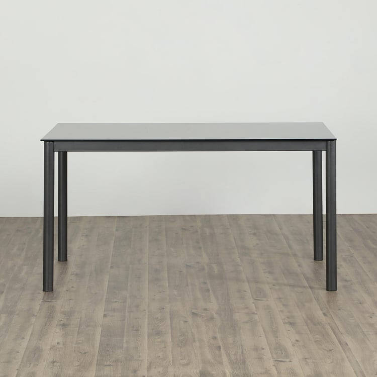 Buy Allen Glass Top 6-Seater Dining Set with Chairs - Black and Grey ...