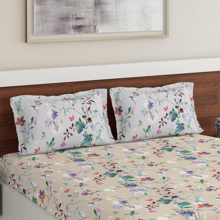 Buy D'DECOR Viro Guard Floral Print 3-Piece Double Bedsheet Set - 274 ...