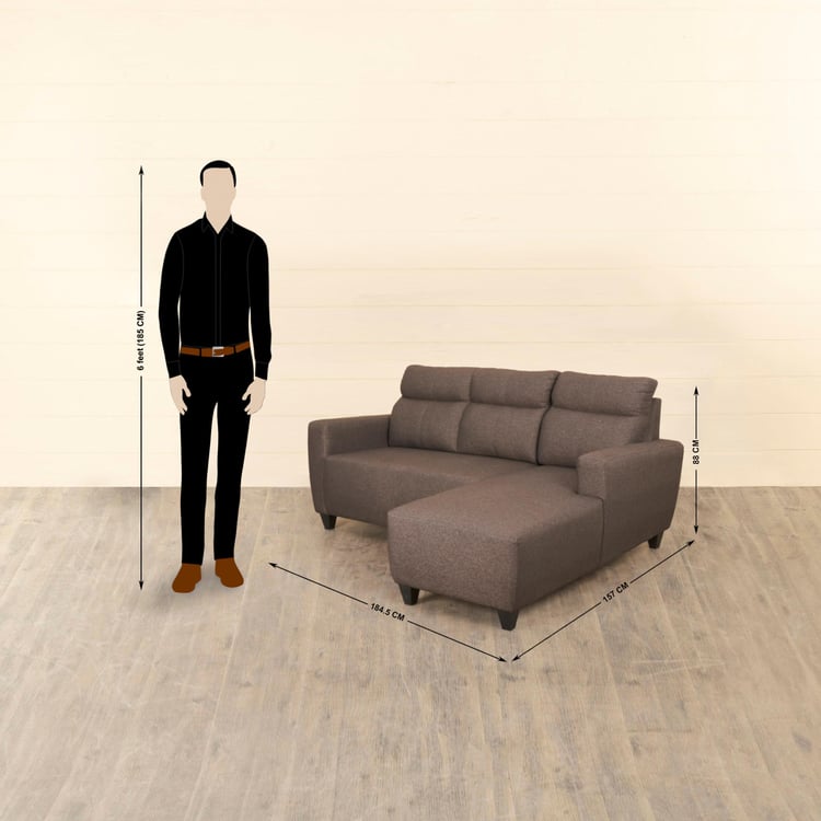 Buy Helios Emily Fabric 2-Seater Right Corner Sofa with Chaise - Brown ...