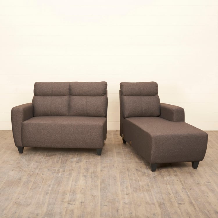 Buy Helios Emily Fabric 2-Seater Right Corner Sofa with Chaise - Brown ...