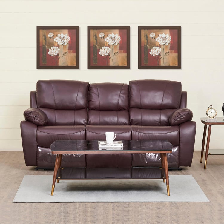 Buy Oslo Maroon Faux Leather 3 Seater Recliner – 203cm from Home Centre ...
