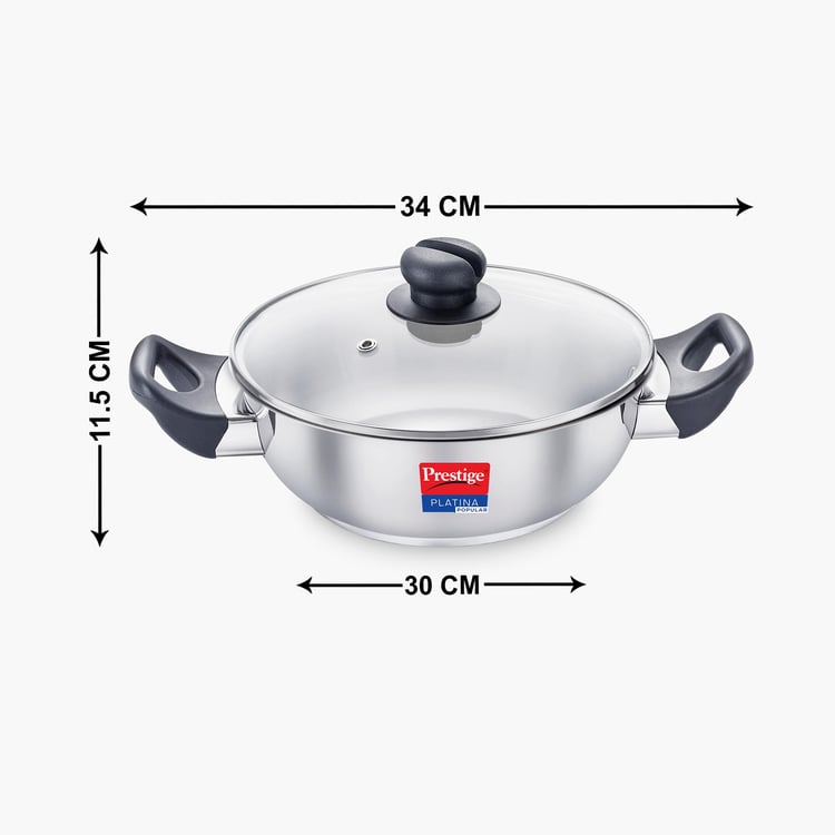 Buy PRESTIGE Platina Pop Cookware Kadai with Lid - 1.6 L from Prestige ...