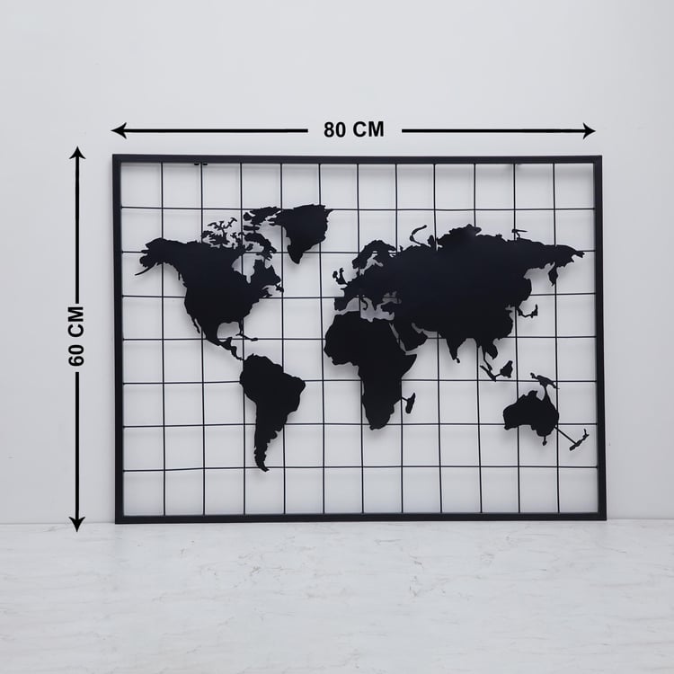 Buy Splendid Black Textured Metal Map Wall Art from Home Centre at just ...