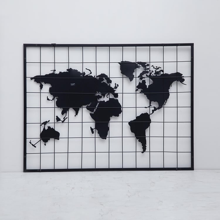 Buy Splendid Black Textured Metal Map Wall Art from Home Centre at just ...