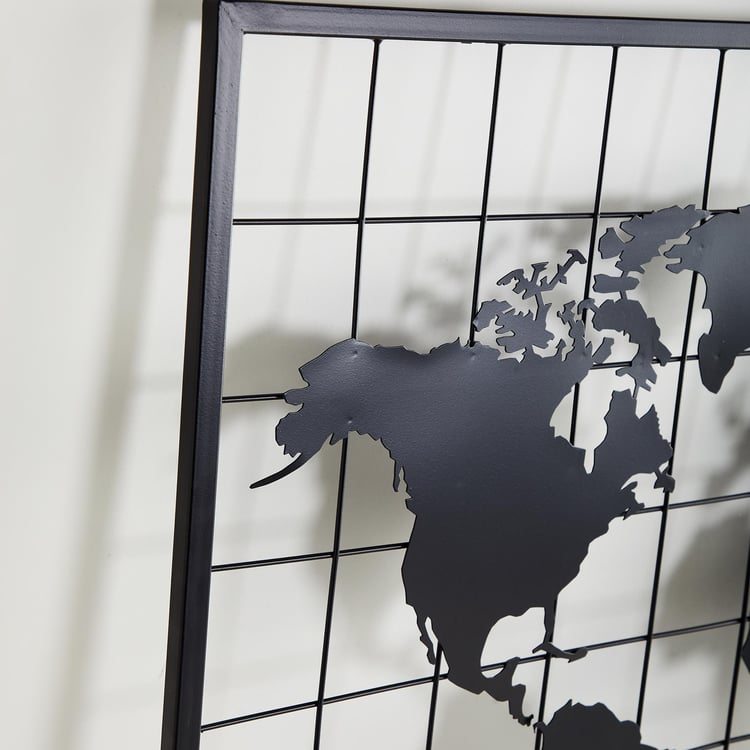 Buy Splendid Black Textured Metal Map Wall Art from Home Centre at just ...