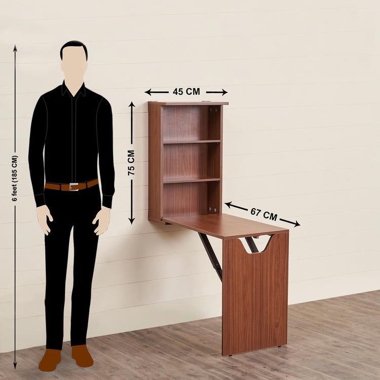 Buy Helios Flex Wall Mounted Folding Multipurpose Table - Brown from ...