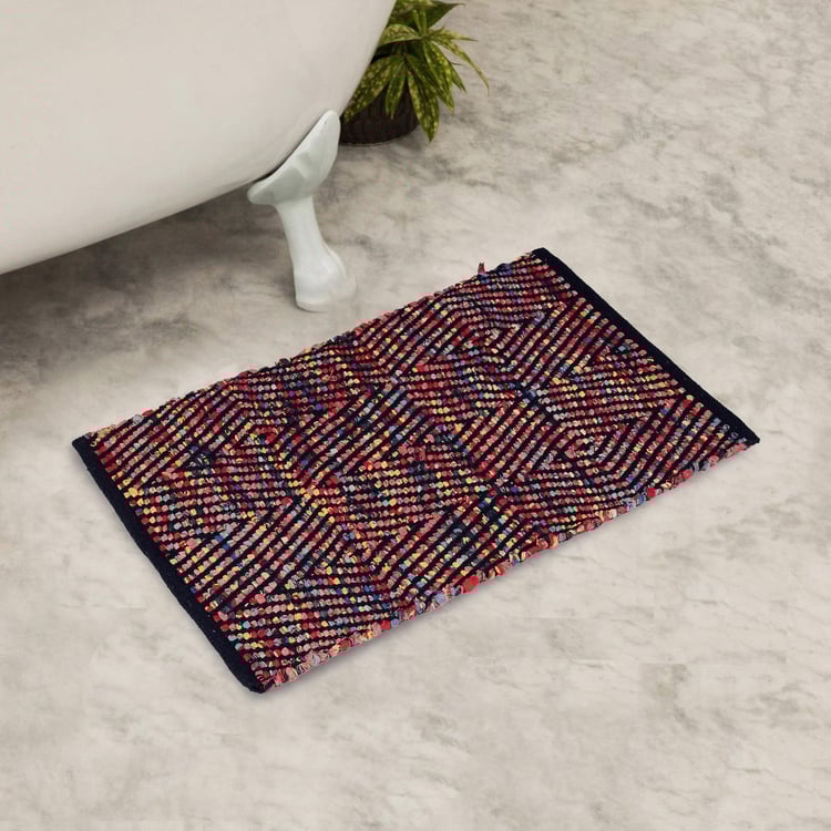 Buy Rag Rug Textured Cotton Woven Grey Bath Rug - 50 x 80 cm from Home ...