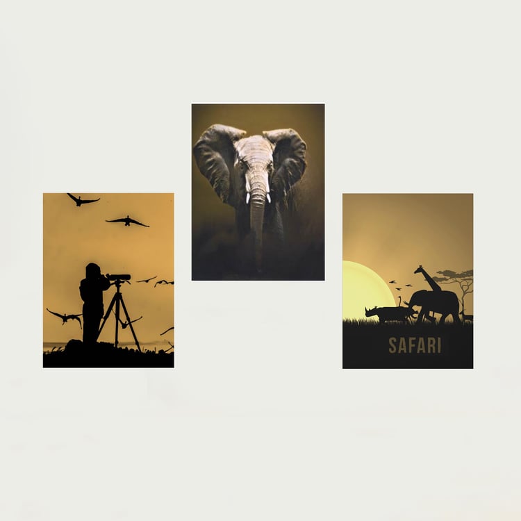 Buy Arsaa Wild Theme Brown Posters- Paper- Set of 3 from Home Centre at ...