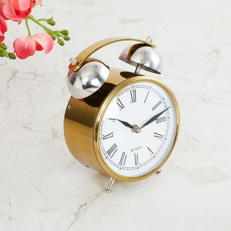 Buy Fiesta Gold Metal Clock with Bell from Home Centre at just INR 1399.0
