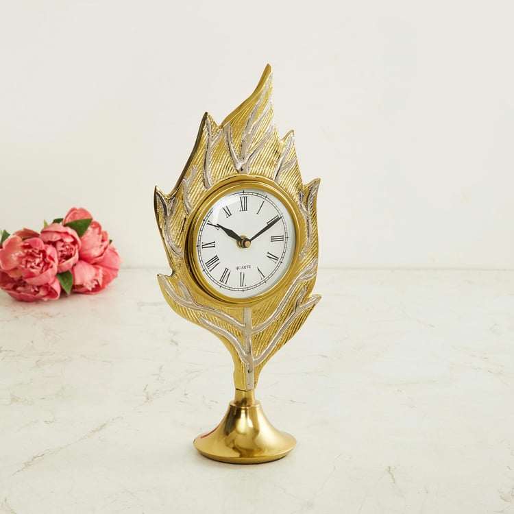 Buy Fiesta Gold Metal Leaf Clock from Home Centre at just INR 1599.0
