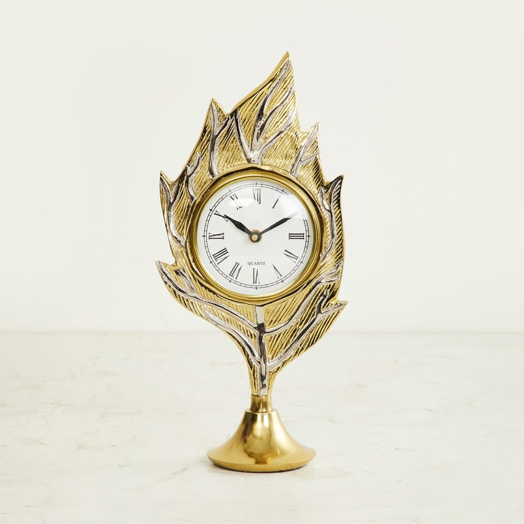 Buy Fiesta Gold Metal Leaf Clock from Home Centre at just INR 1599.0