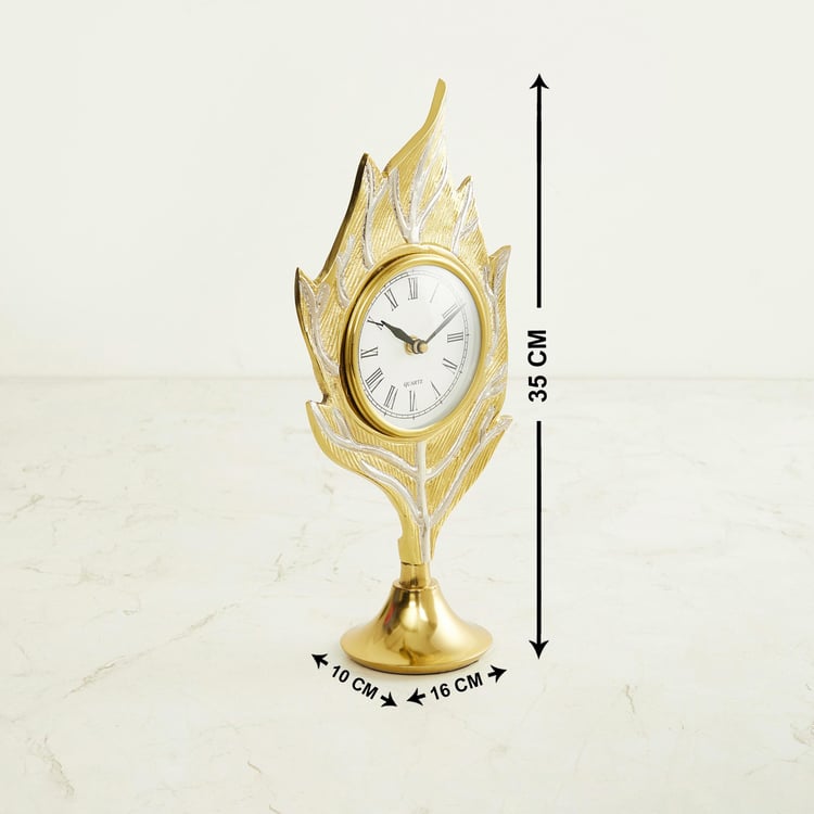 Buy Fiesta Gold Metal Leaf Clock from Home Centre at just INR 1599.0