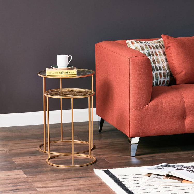 Buy Ross Gold Textured Metal Nesting Tables - Set of 2 from Home Centre ...