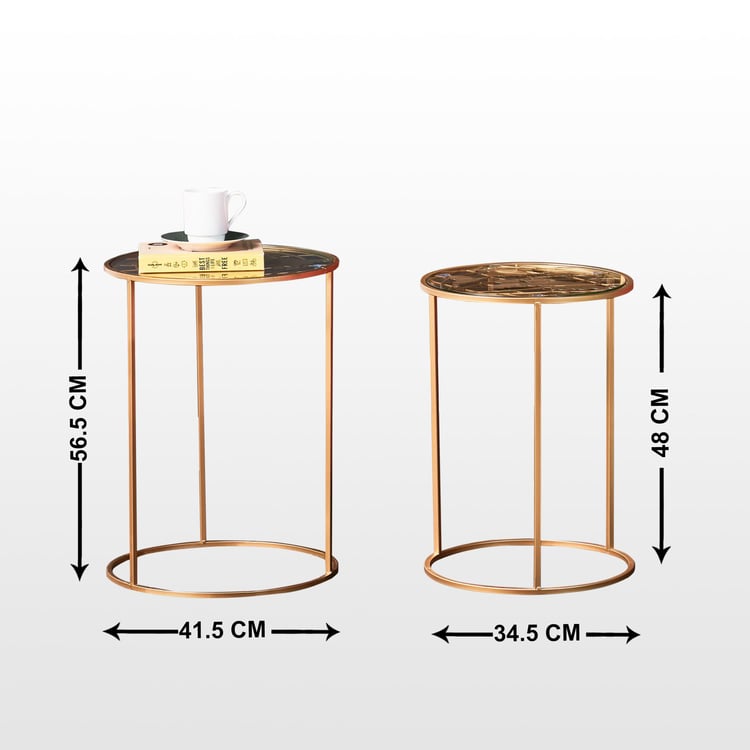 Buy Ross Gold Textured Metal Nesting Tables - Set of 2 from Home Centre ...