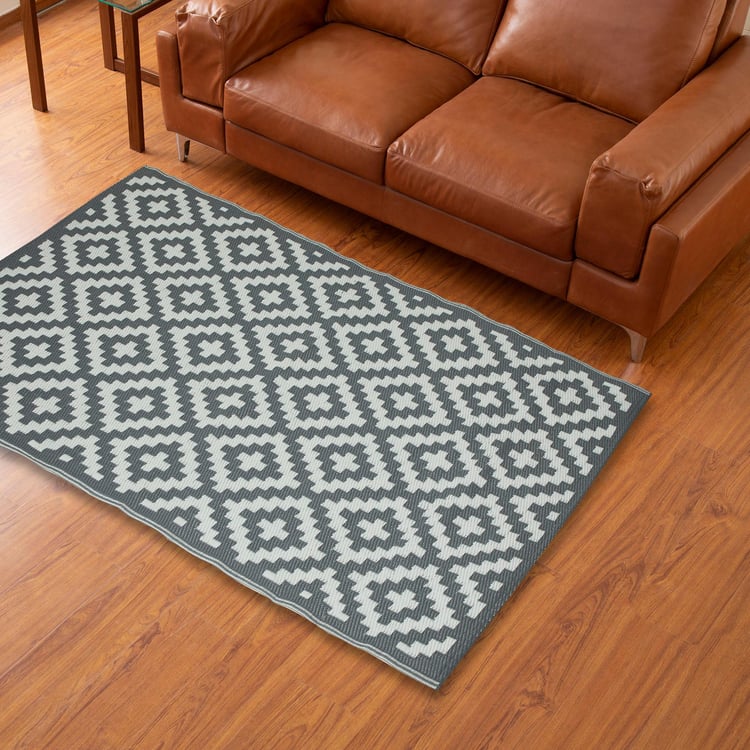 Buy Canterbury Textured Polypropylene Grey Woven Mat - 150x210 cm from ...