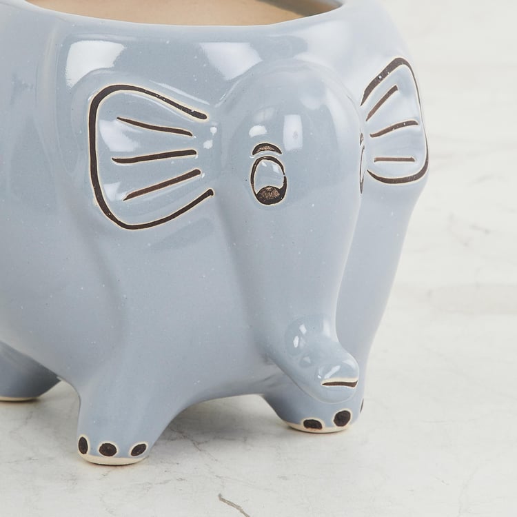 Buy Malta Grey Ceramic Elephant Shaped Planter- 12 x 10 cm from Home ...