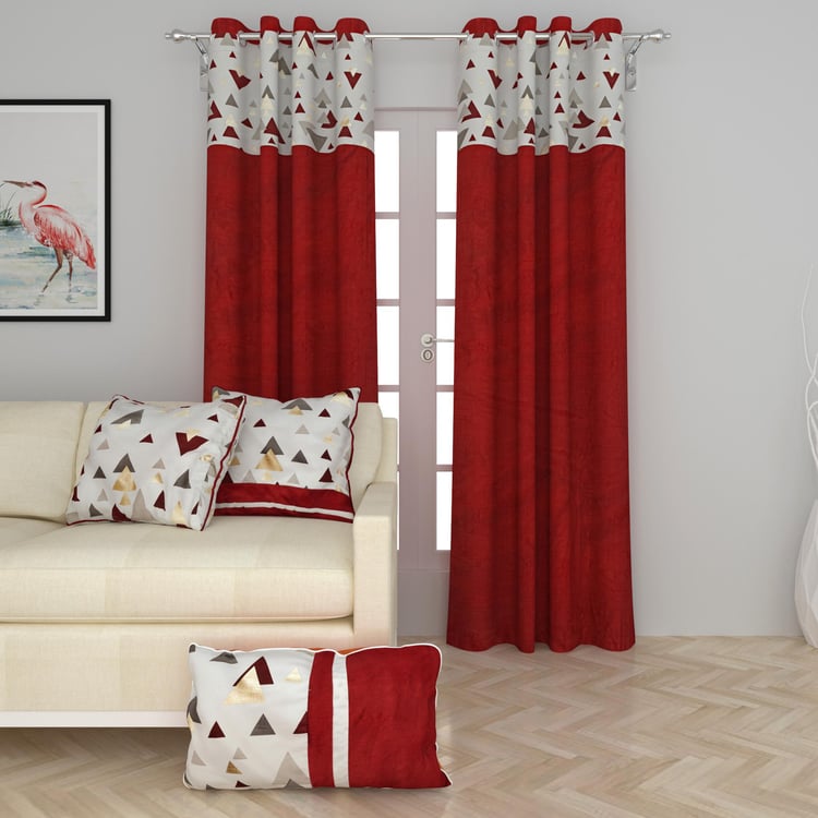 Buy Corsica - Red Curtains And Cushion Covers Set - 5Pcs from Corsica ...