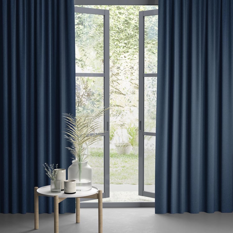 Buy D'DECOR Raphael- Blue Plain Opaque Door Curtain- 225x135cm from D ...