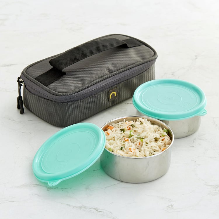 Buy Shale-Primo Solid Multicolour Steel 3-Piece Lunch Box with Bag Set ...