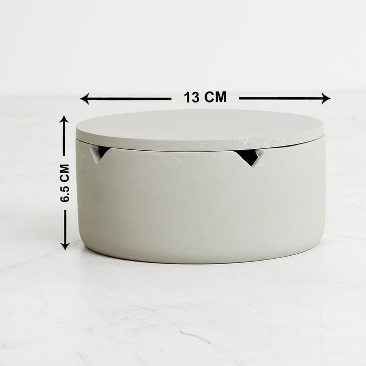 Buy Epoxy Nicole Grey Solid Cement Storage Box with Lid and Mirror from ...