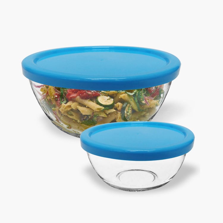 Buy Corsica White Solid Glass Combo Bowl With Lid Set- 2Pcs from ...