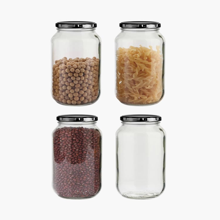 Buy Corsica Essentials Set of 4 Glass Storage Jar with Lid - 750 ml ...
